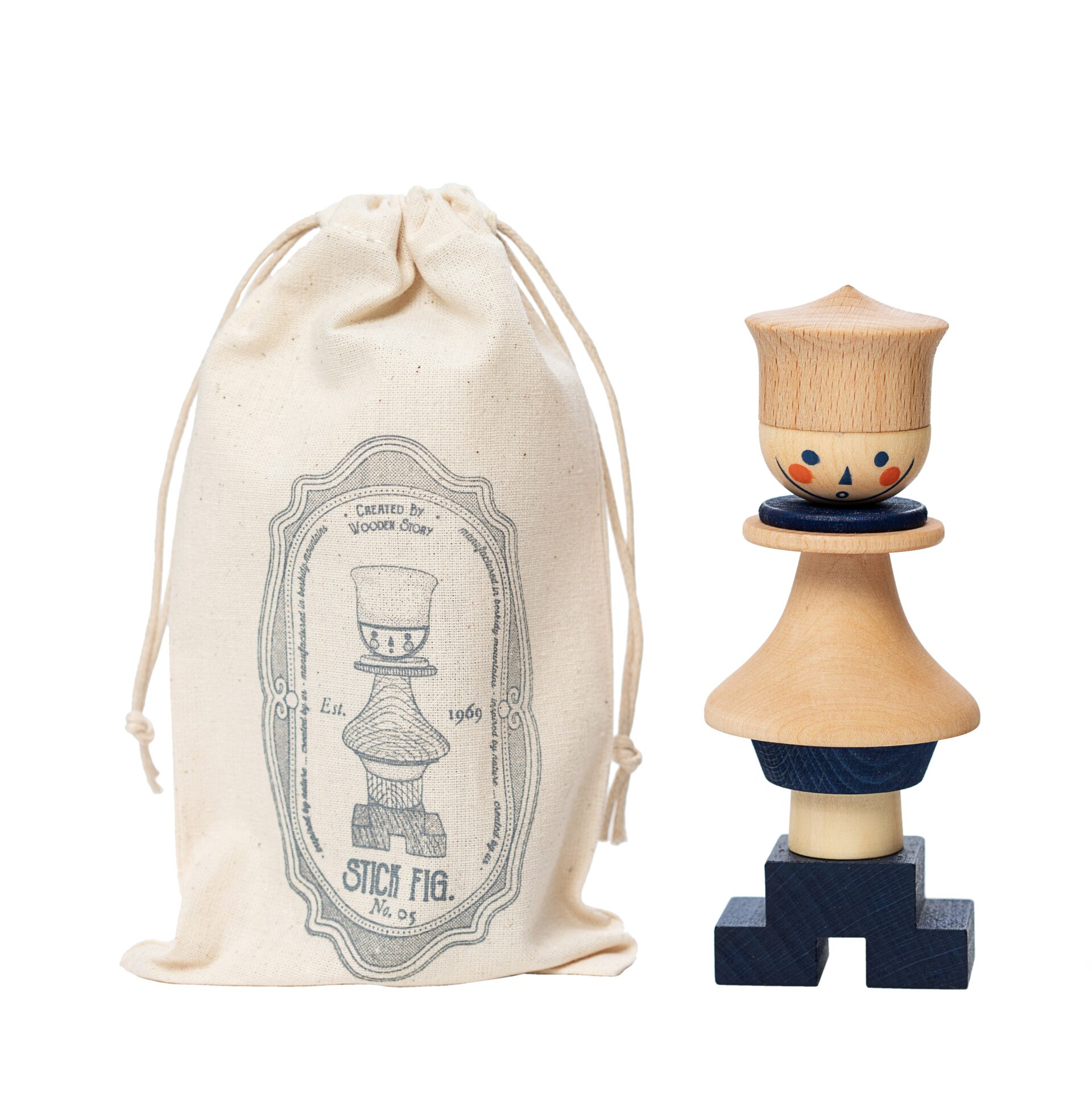 Wooden Story Stacking Toy Stick Figure 5 - Treelight Toys